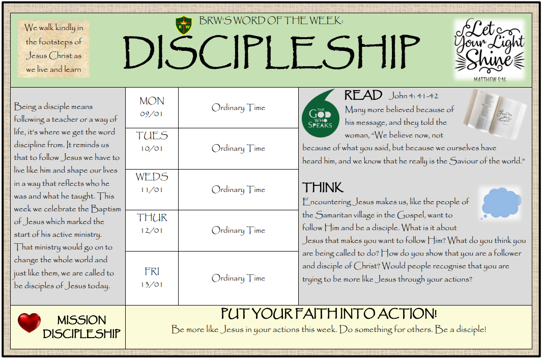 Word of the Week - Discipleship - Blessed Robert Widmerpool Catholic ...