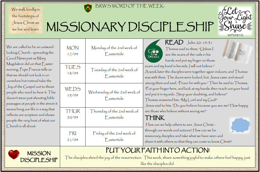 Word of the Week - Missionary Discipleship - Blessed Robert Widmerpool ...