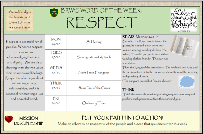 Word of the Week - Respect - Blessed Robert Widmerpool Catholic ...