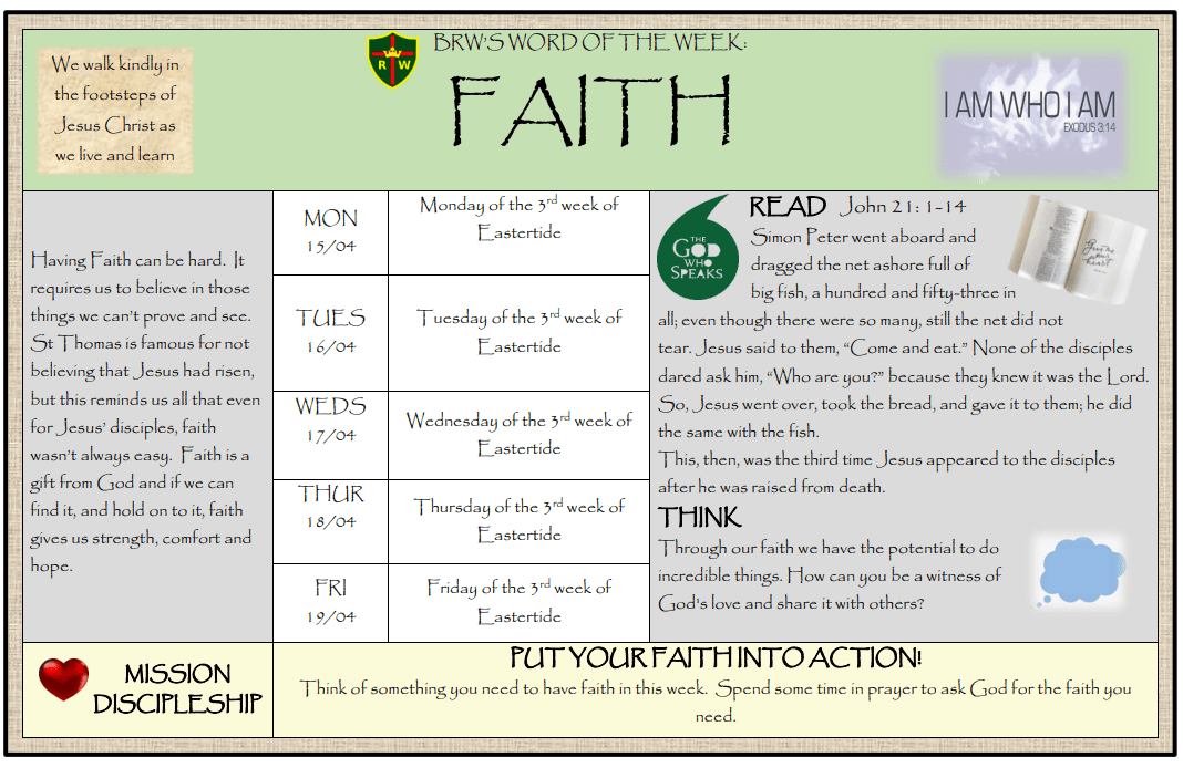 Word of the Week - Faith - Blessed Robert Widmerpool Catholic Voluntary ...