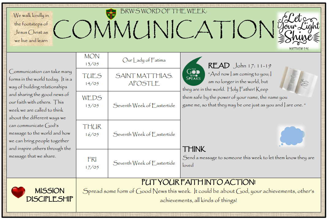 Word of the Week - Communication - Blessed Robert Widmerpool Catholic ...