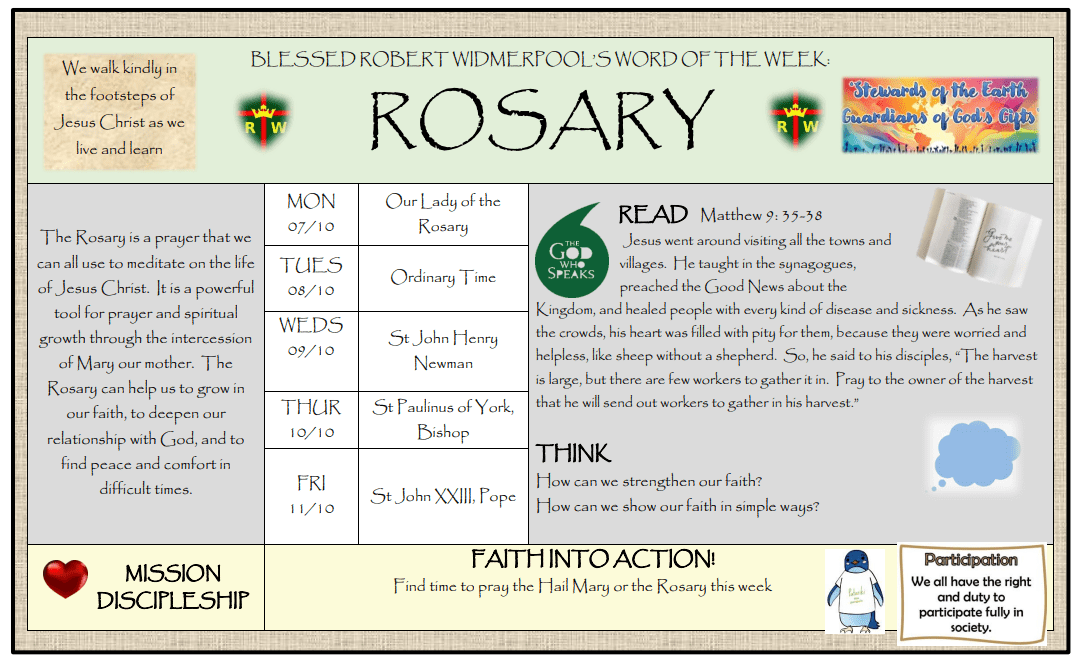 Word of the Week - Rosary - Blessed Robert Widmerpool Catholic ...