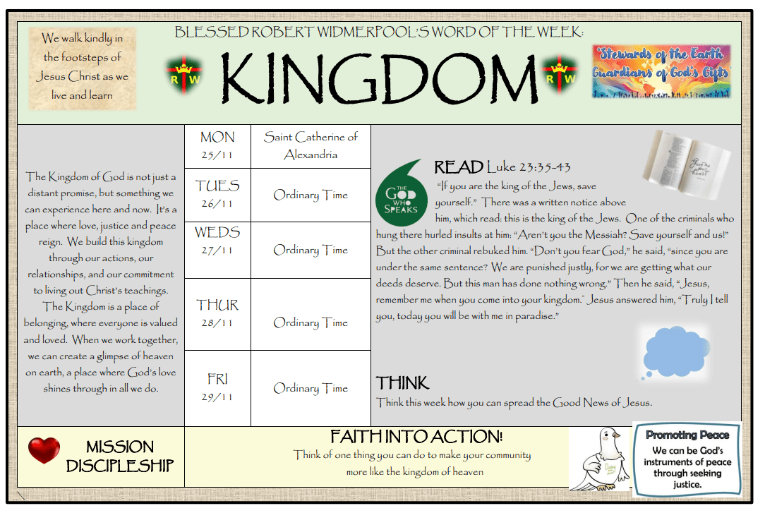 Word of the Week - Kingdom - Blessed Robert Widmerpool Catholic ...