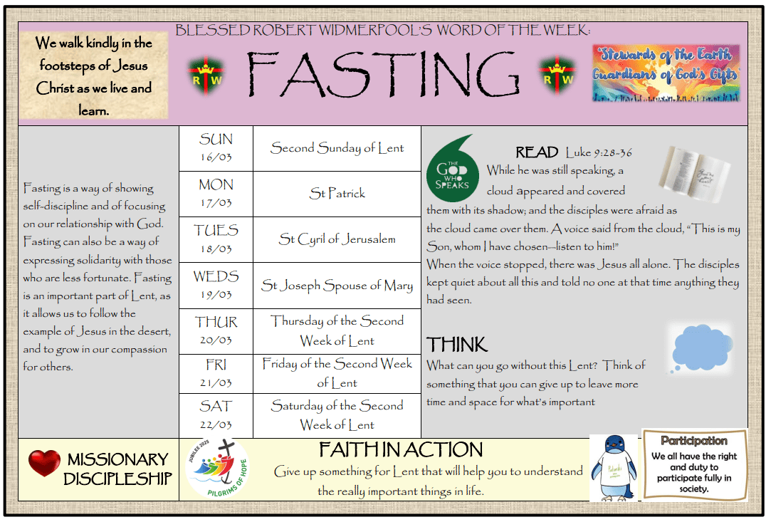 Word of the Week - Fasting - Blessed Robert Widmerpool Catholic ...