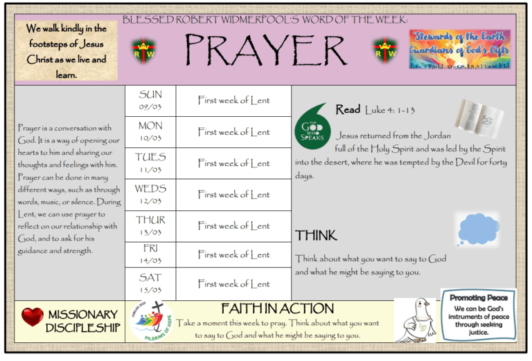 Word of the Week - Prayer - Blessed Robert Widmerpool Catholic ...