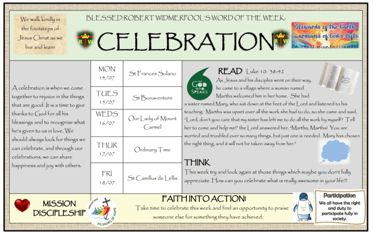 Word of the Week - Celebration - Blessed Robert Widmerpool Catholic ...